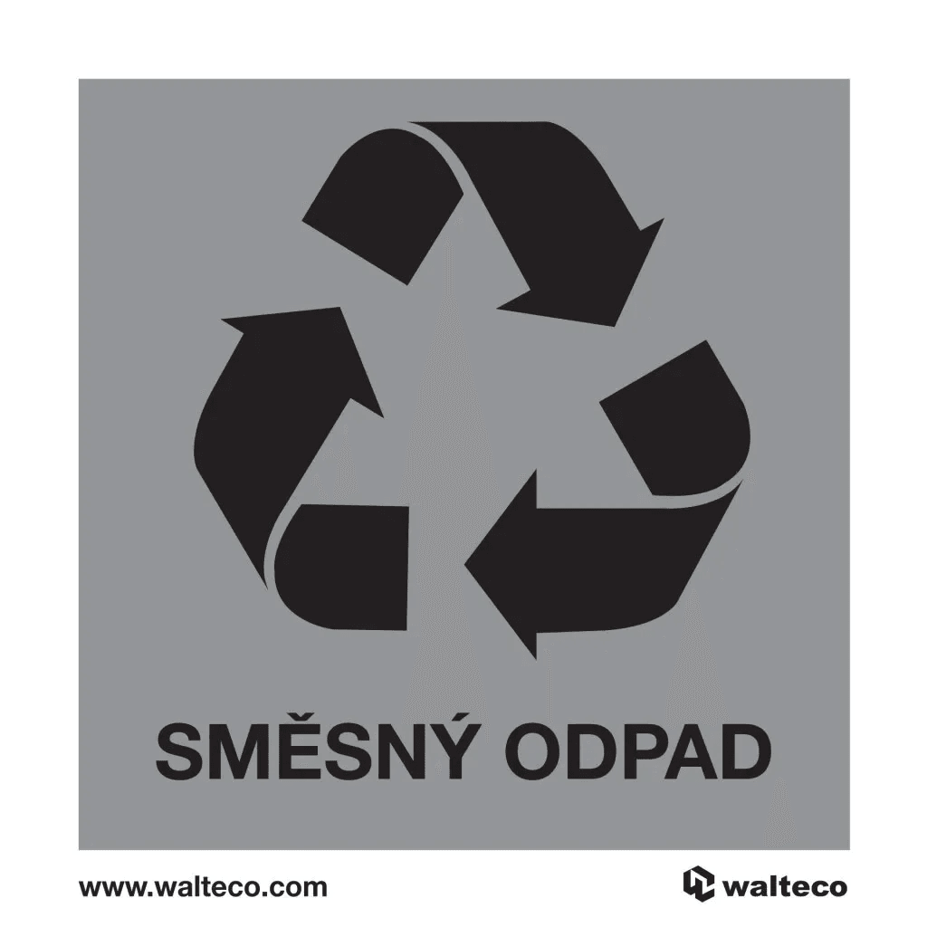 Walteco Značení odpadu "Recyklace - směsný odpad" samolepicí, 92 x 92 ...