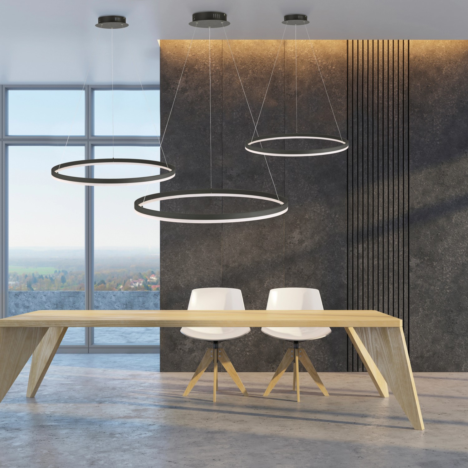 Paul Neuhaus Závěsné LED svítidlo Titus, 52W, 6600lm, antracit, pr. 80 ...