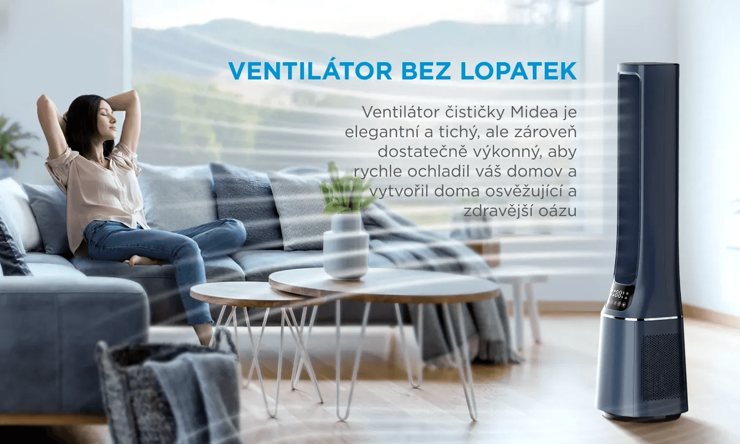 Midea Ventilátor sloupový AMS150-PBW modrý nakoupit u OBI