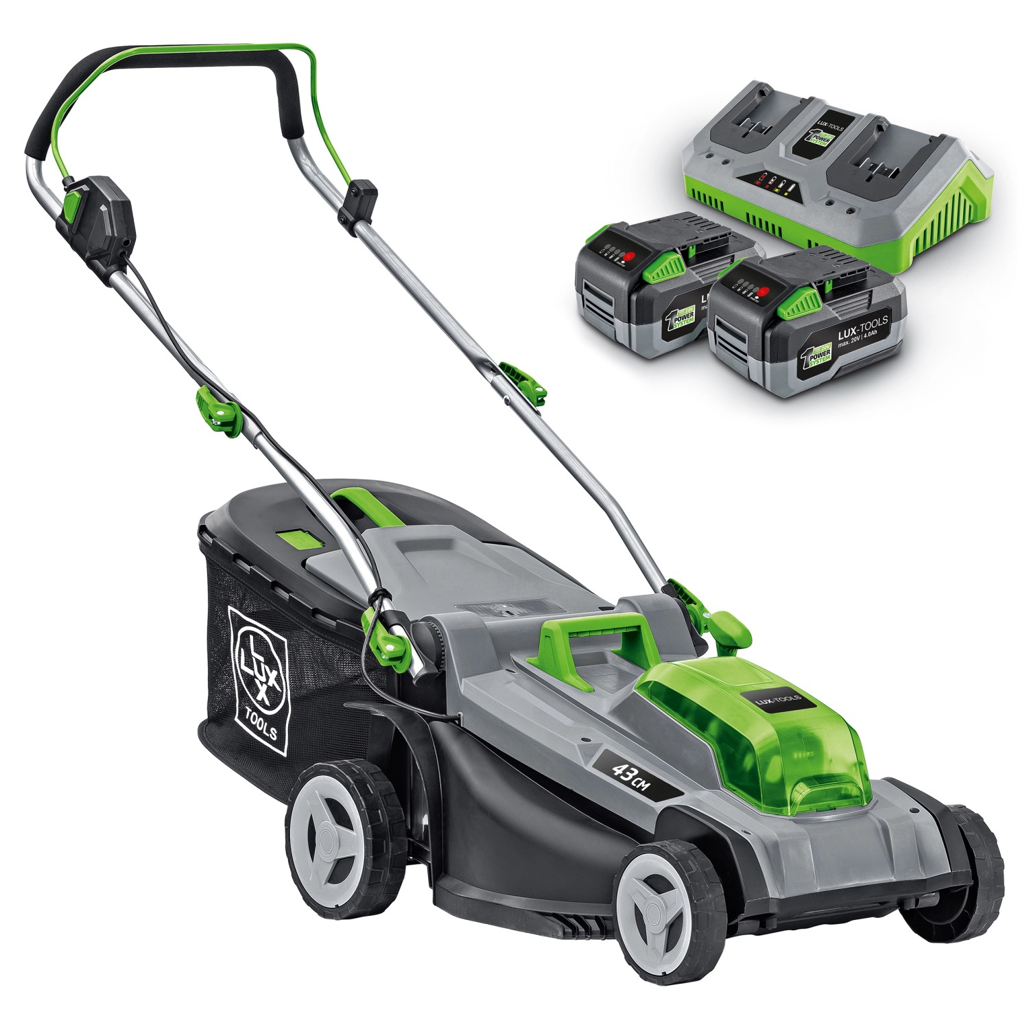 LUX-TOOLS 1 PowerSystem Aku sekačka na trávu A-RM-2x20/43 Set nakoupit ...