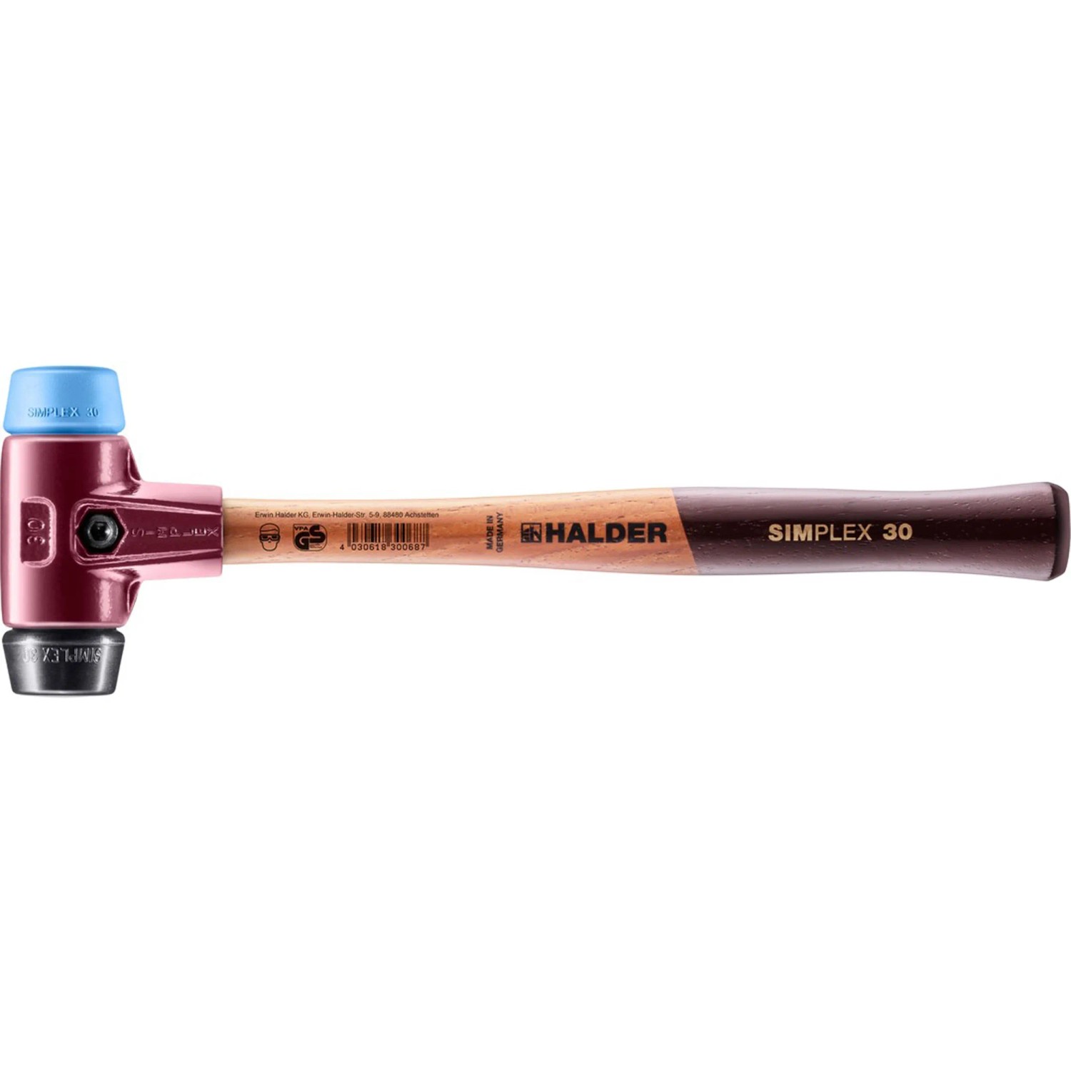 Halder Kladivo Simplex, TPE-jemná/guma/temperovaná litina, pr. 30 mm ...