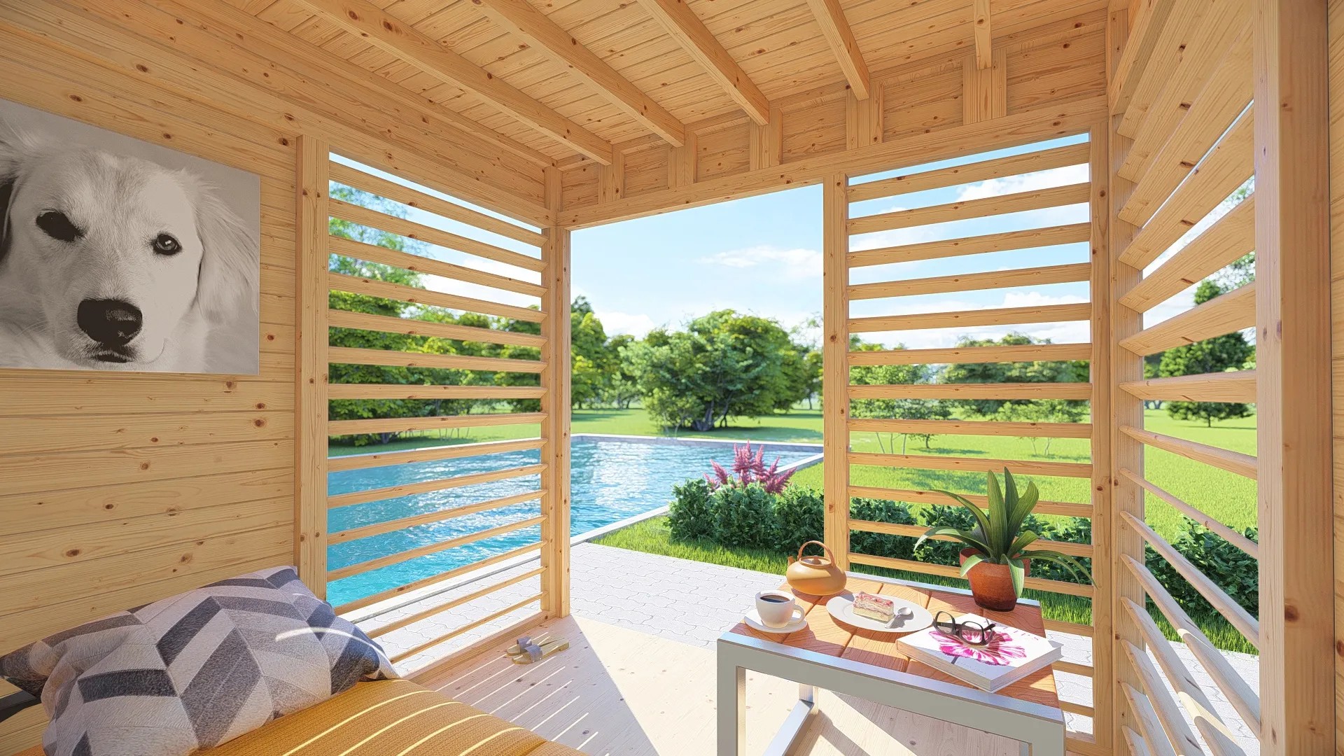 Bertilo Zahradní pavilon Lounge Modern 1, přírodní, 234 x 226 cm ...