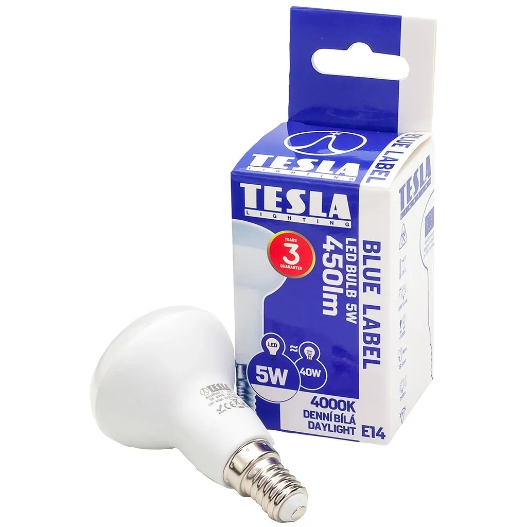 TESLA LED žárovka R50, E14, 5 W, 450 lm, 4 000 K