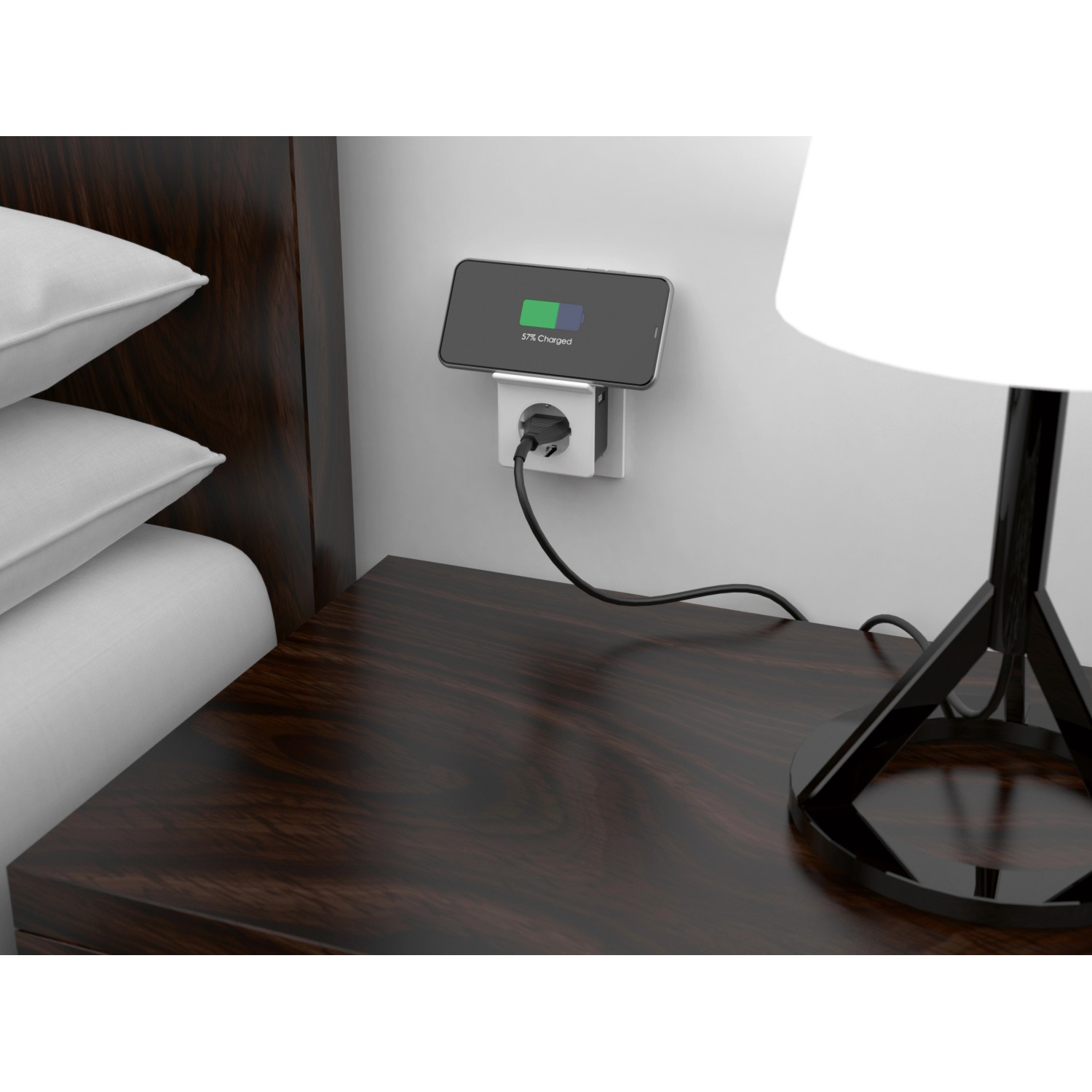 Zásuvkový adaptér pro bezdrátové nabíjení, bílá/šedá, 126 x 84 mm ...