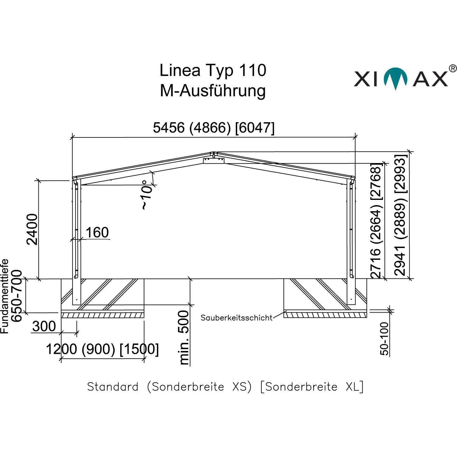 Ximax Alu přístřešek na 2 auta Linea Typ 110-M bronzová 546 x 495 cm ...