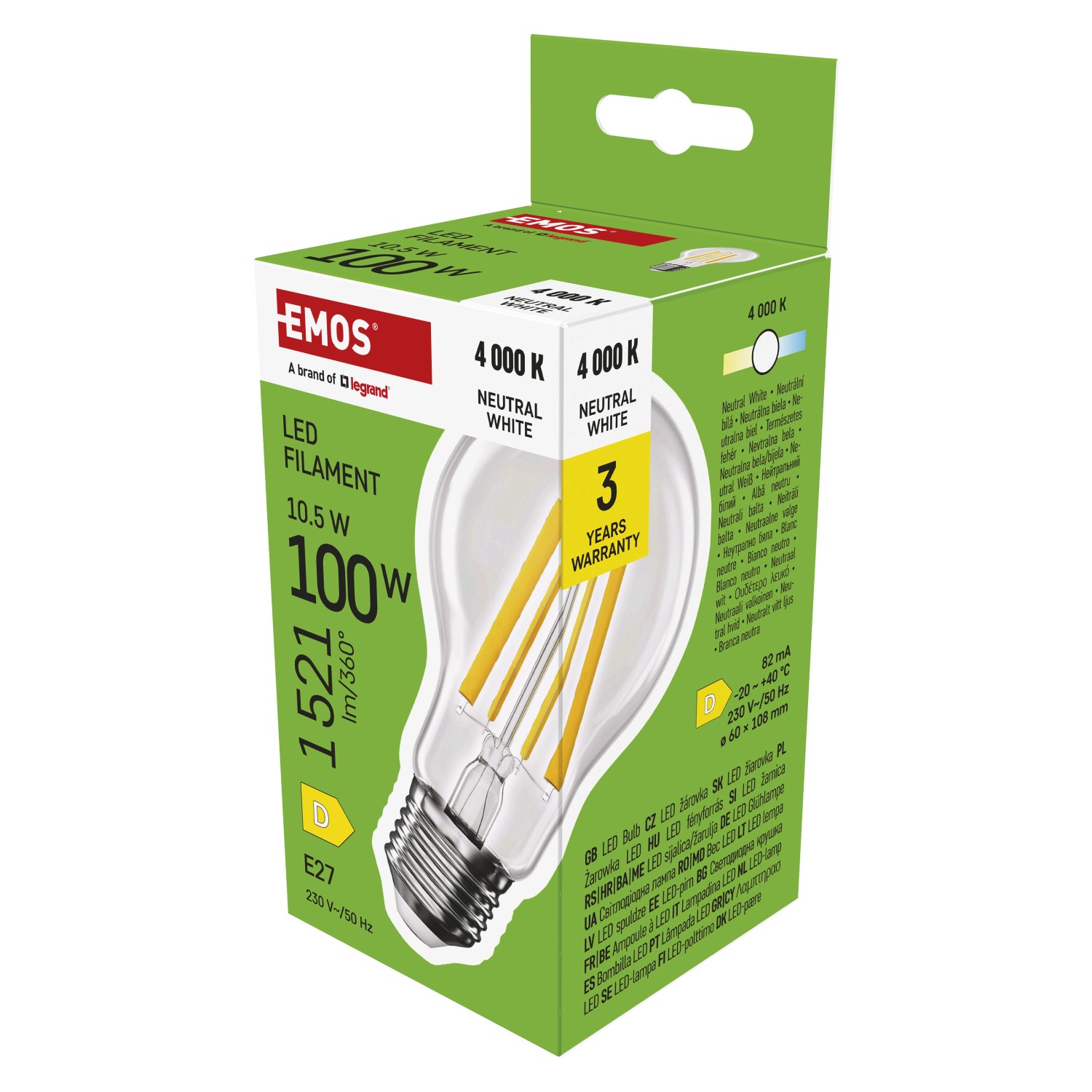Emos LED žárovka Filament A60, E27, 10,5W (100W), 1521lm, 4000K nakoupit u OBI