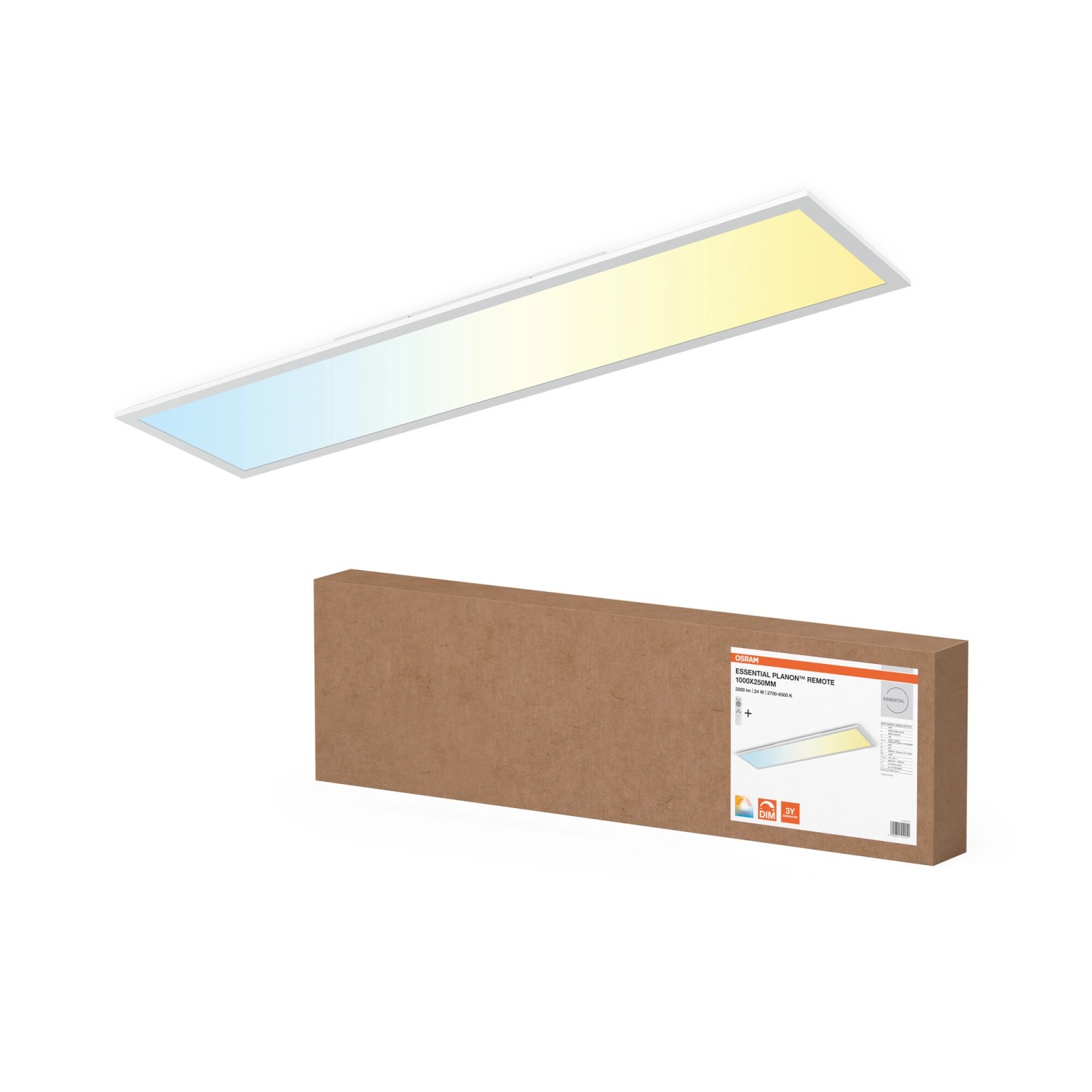 Osram LED panel ESSENTIAL bílý 24W, 2000lm, 2700-6500K, 1000 x 60 x 250 ...