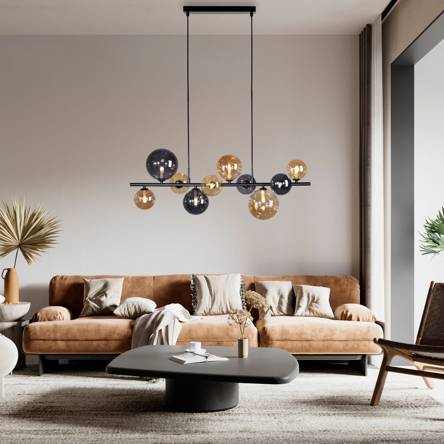 Paul Neuhaus Závěsné svítidlo Popsicle 10bodové, černá, 85 x 150 cm ...