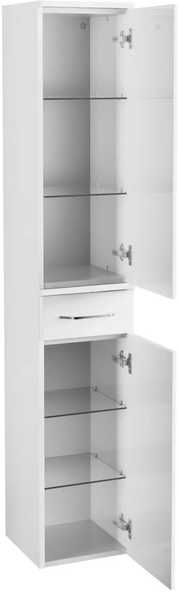 Fackelmann Koupelnová závěsná vysoká skříňka MILANO bílá 302 x 1652 x ...