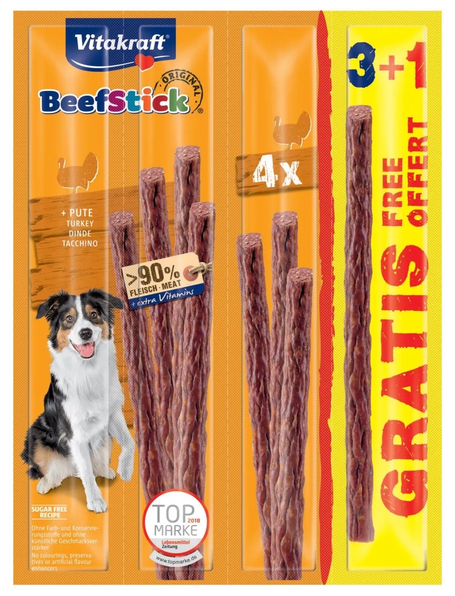 Vitakraft Pochoutka pro psy Beef Stick krůtí, 3+1 zdarma nakoupit u OBI