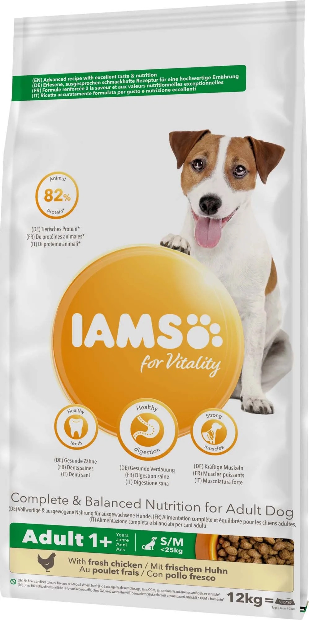IAMS Granule pro psy ADULT 1+ SMALL & MEDIUM s čerstvým kuřecím 12 kg
