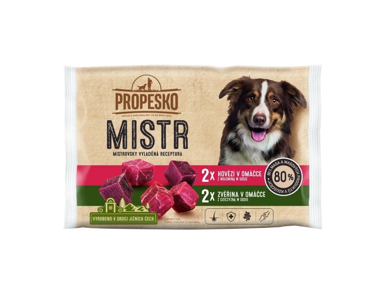 Propesko Mistr Filetky pro psy s hovězím + zvěřinou v omáčce 4x 85 g ...