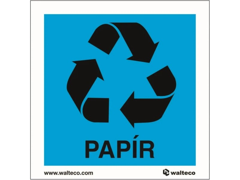 Walteco Značení odpadu "Recyklace - papír" samolepicí, 92 x 92 mm ...