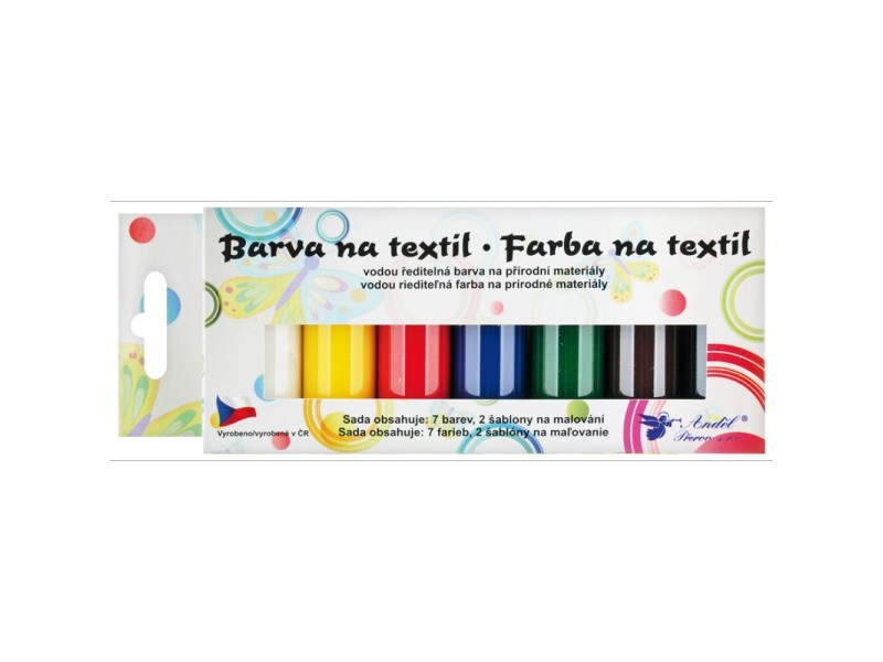 Barvy na textil tmavý a barevný, sada, 7 x 20 g + šablony nakoupit u OBI