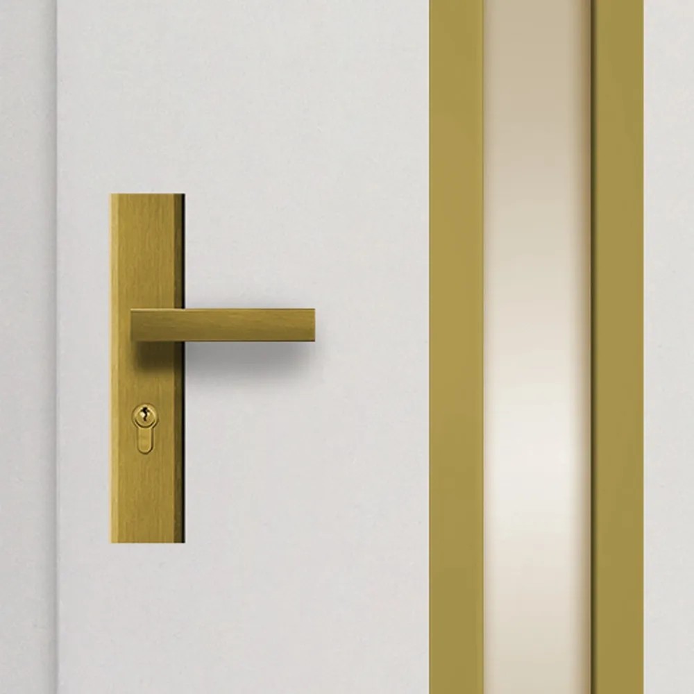 O.K. DOORS Ocelové vchodové dveře TEMIDAS INOX GOLD P55 bílé 90 P ...