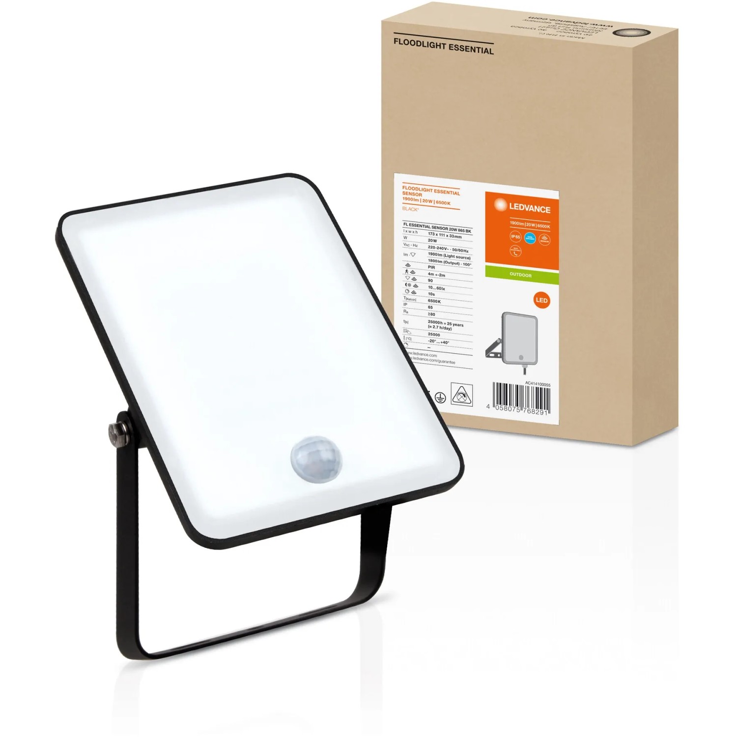 Ledvance Venk. reflektor Floodlight Essential Sensor 20 W černý 17,3 x ...