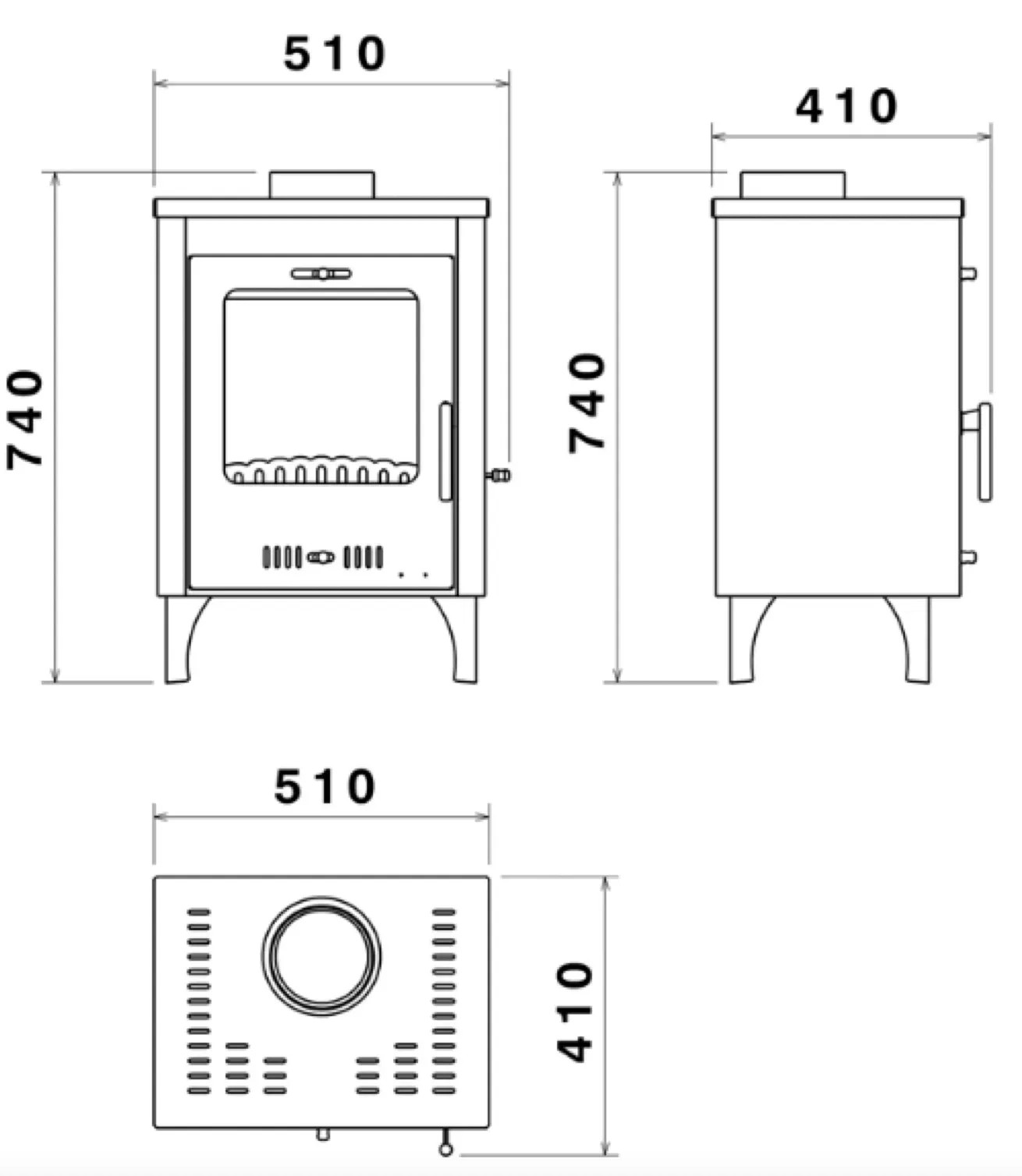 Hosseven Krbová kamna Olympus 7,8 kW, černá, 51 x 41 x 74 cm