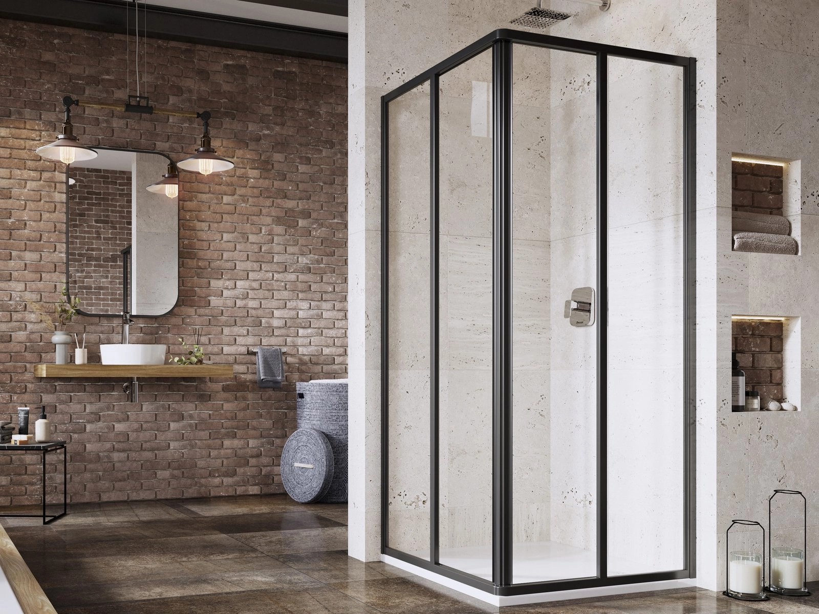 RAVAK Sprchový kout Supernova SRV2+SRV2, černá + transparent, 80 x 80 x 195 cm nakoupit u OBI