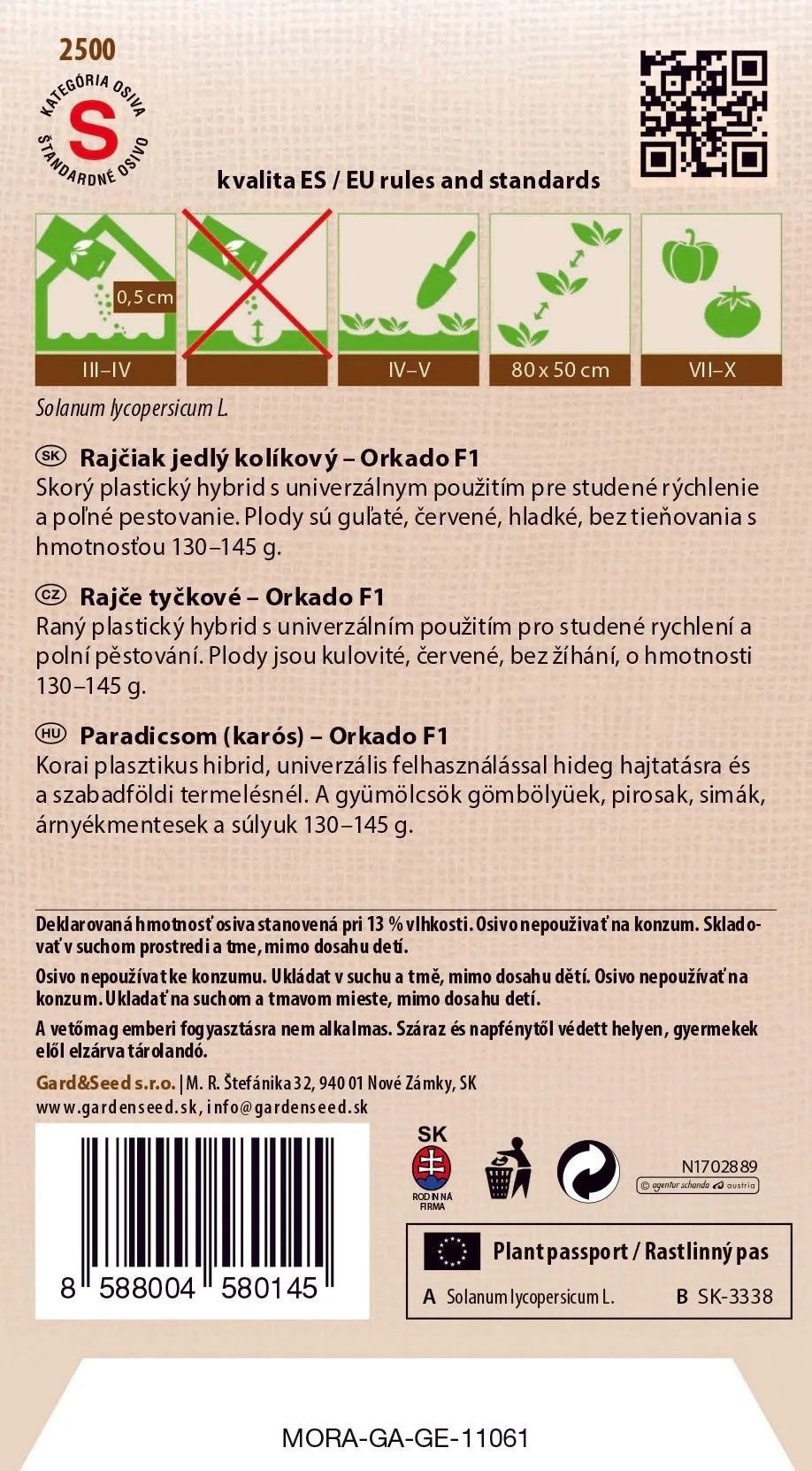 GardenSeed Premium Semínka Rajče tyčkové Orkado F1 Hybrid