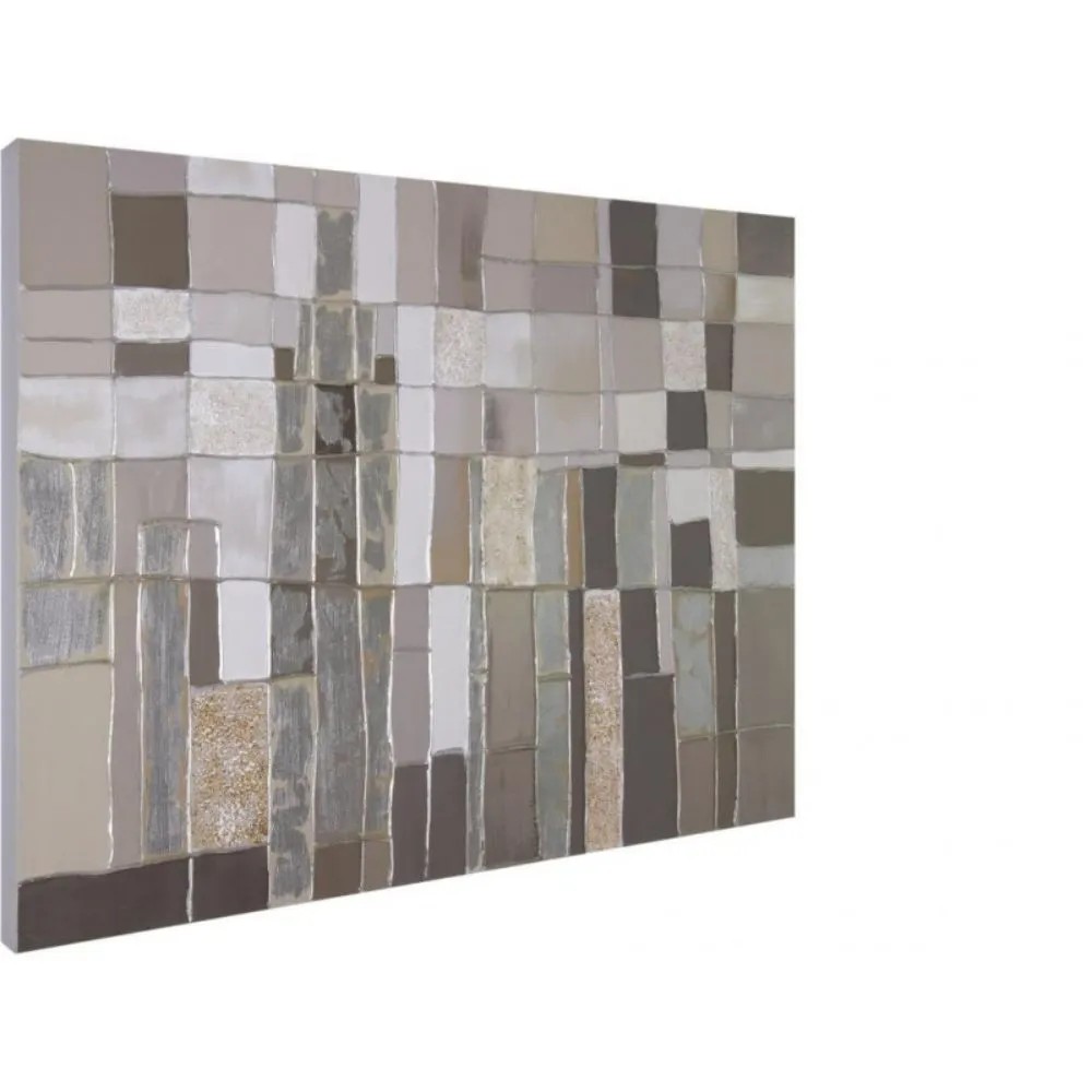 FALC Malovaný obraz mozaika béžová, 90 x 120 cm