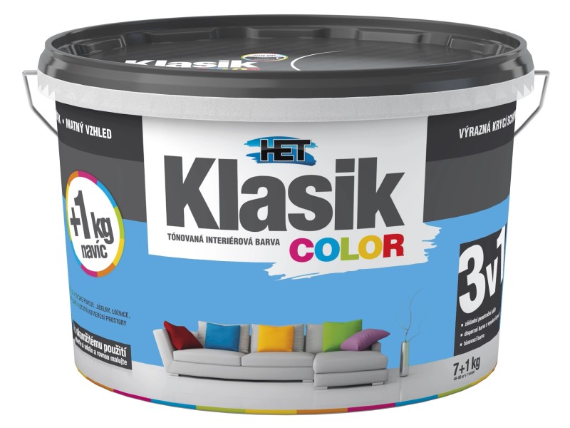 HET Klasik COLOR Tónovaná interiérová barva KC 0417 modrá azurová, 7 ...