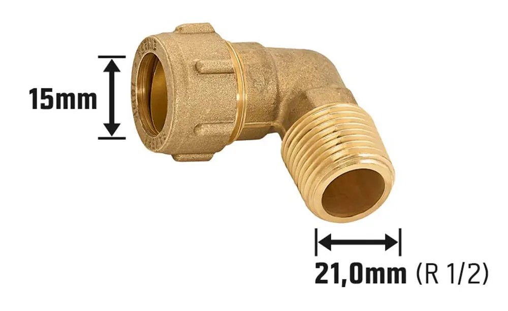 OBI Koleno se svěracím kroužkem pr. 15 mm x 21 mm (R 1/2) mosaz koupit ...