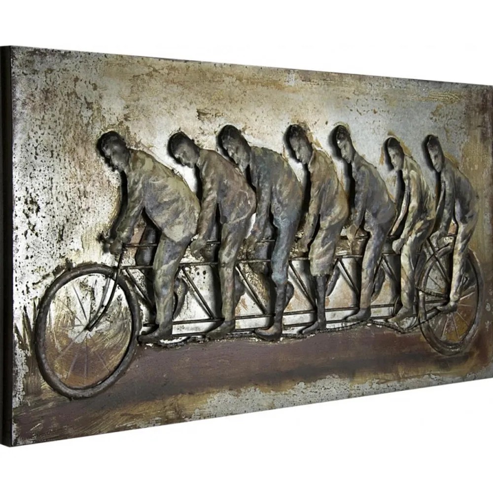 FALC Kovový obraz 3D Cyklisté 70 x 140 cm