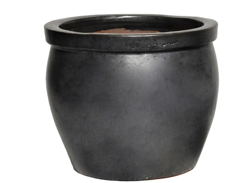 Mega Collections Květináč Glazed Delta Rim matná černá pr. 21 x 16 cm ...