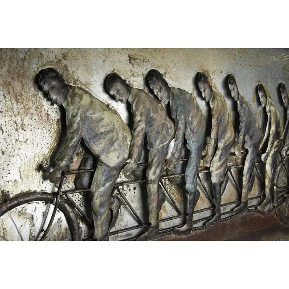 FALC Kovový obraz 3D Cyklisté 70 x 140 cm