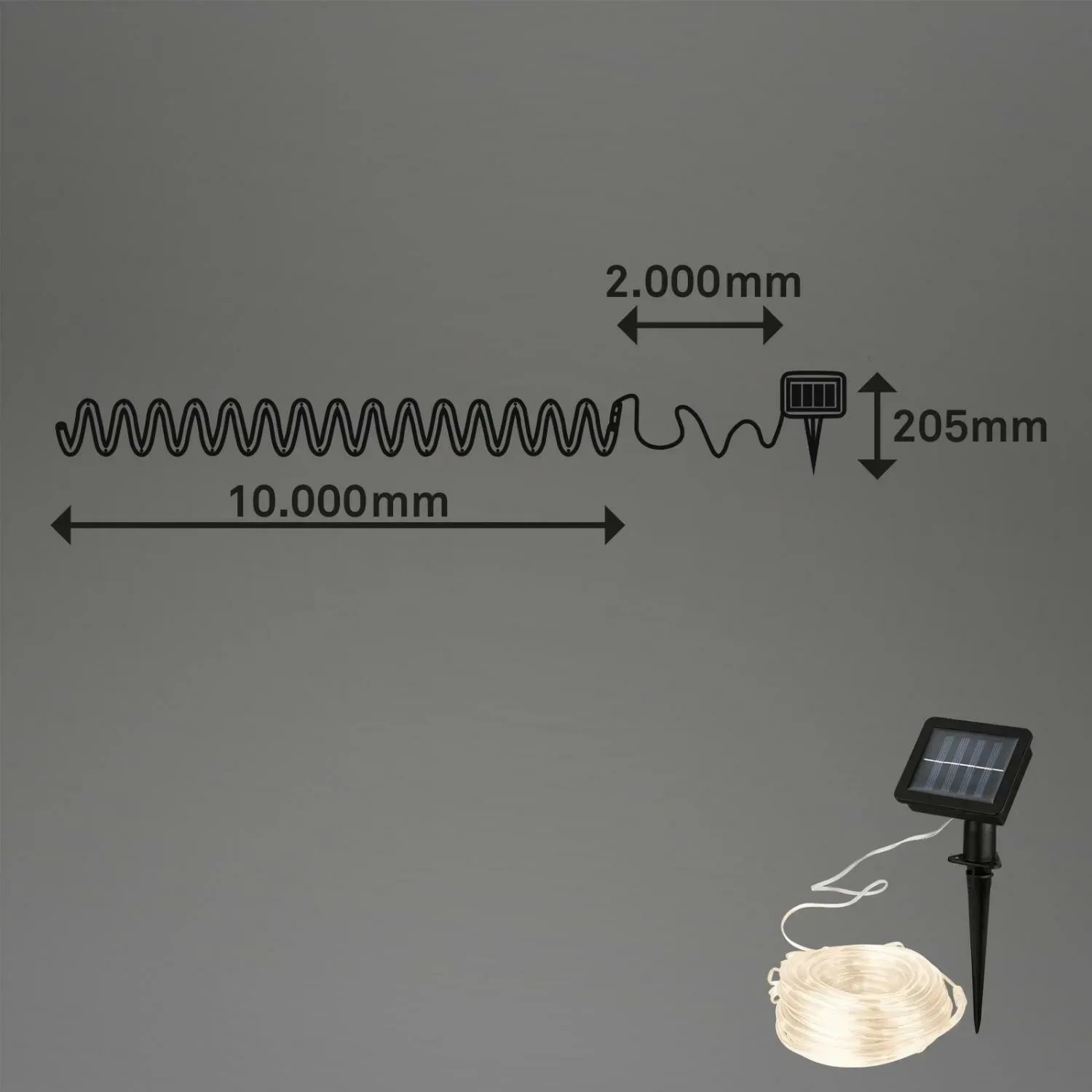 Briloner Venkovní LED solární pásek 100x LED 3000K, IP44, 10 m