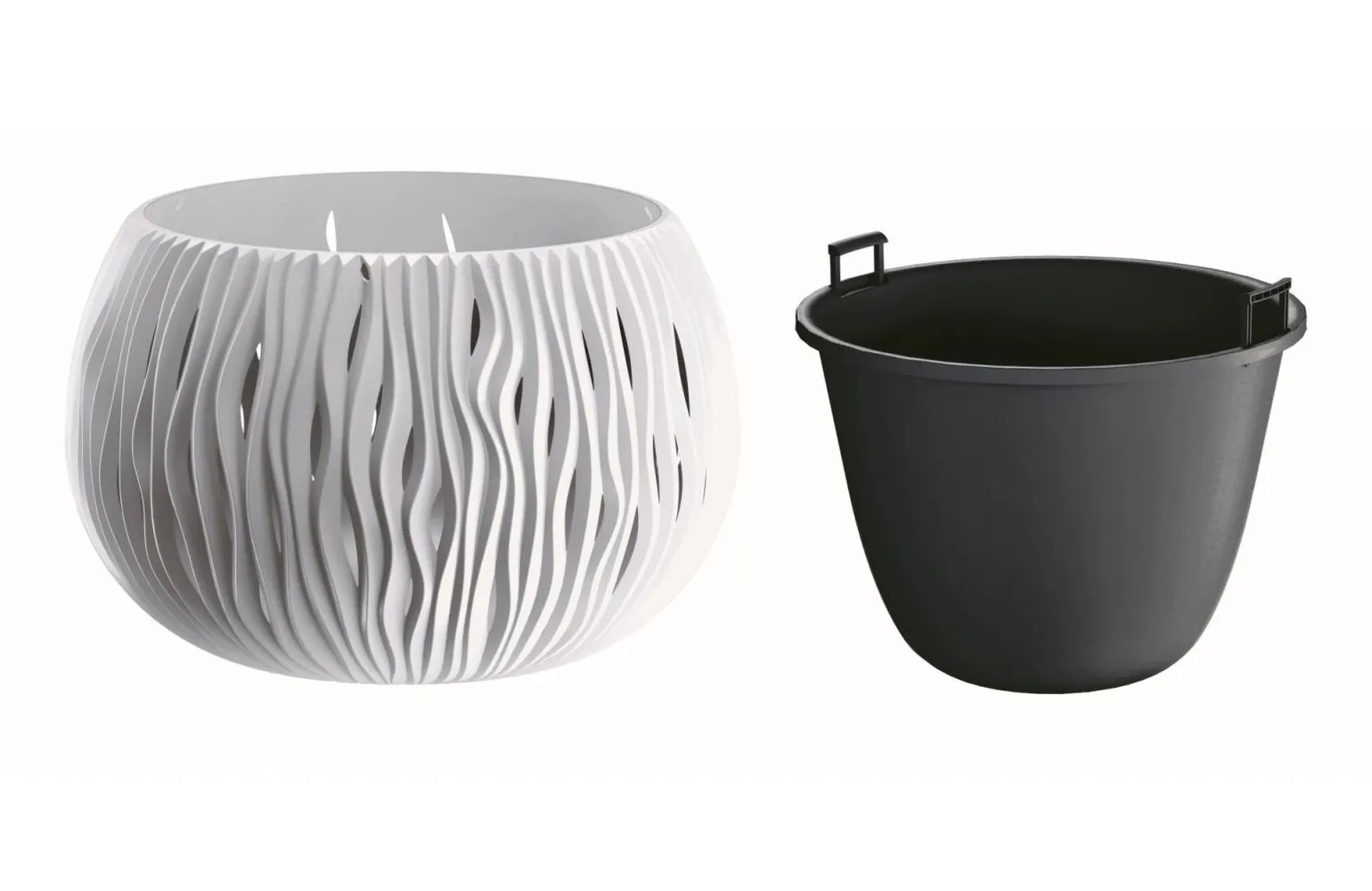 Prosperplast Květináč s vkladem Sandy Bowl 29 cm, bílá