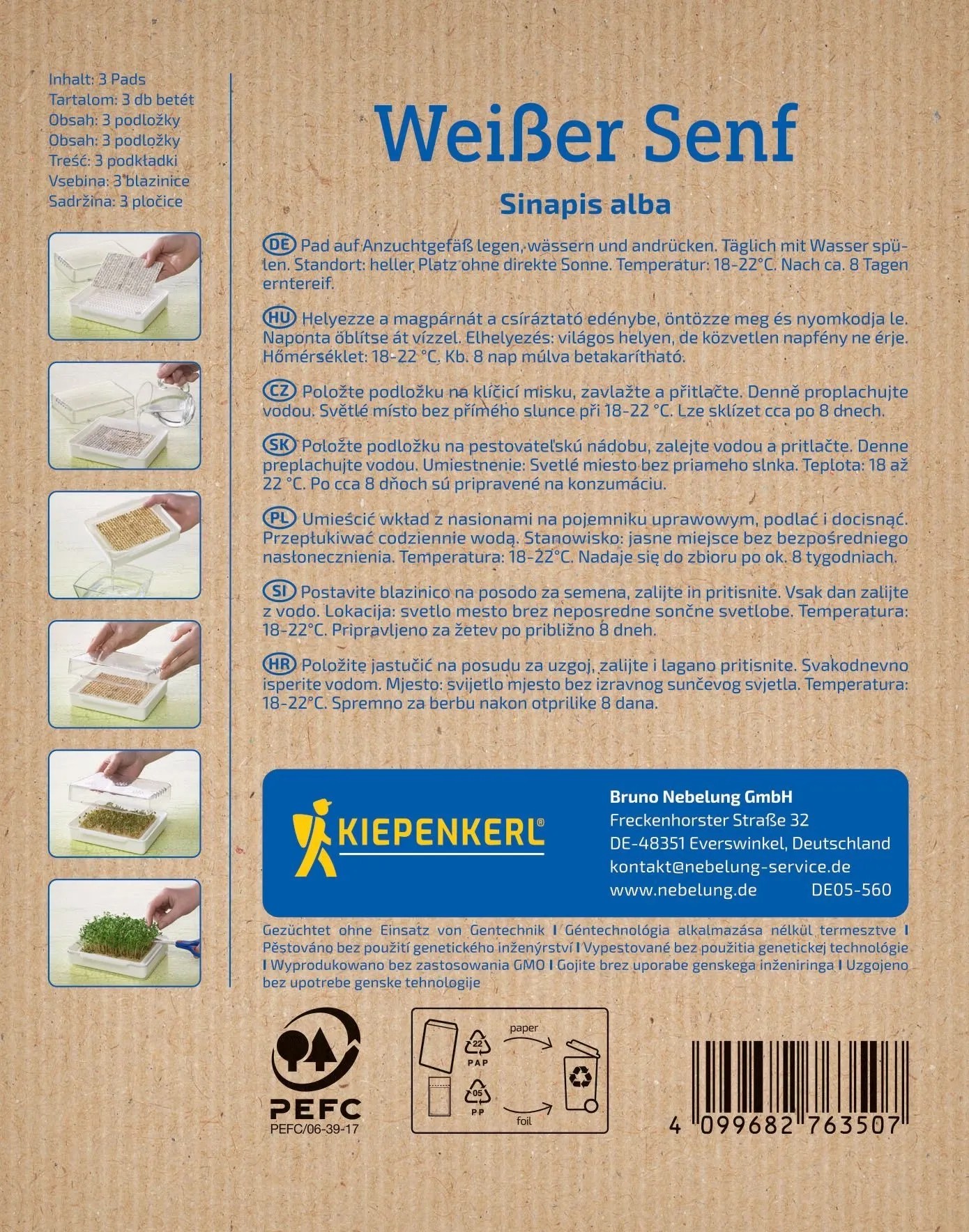 KIEPENKERL BIO Microgreen Pads Hořčice setá (Sinapis alba) 3 ks ...