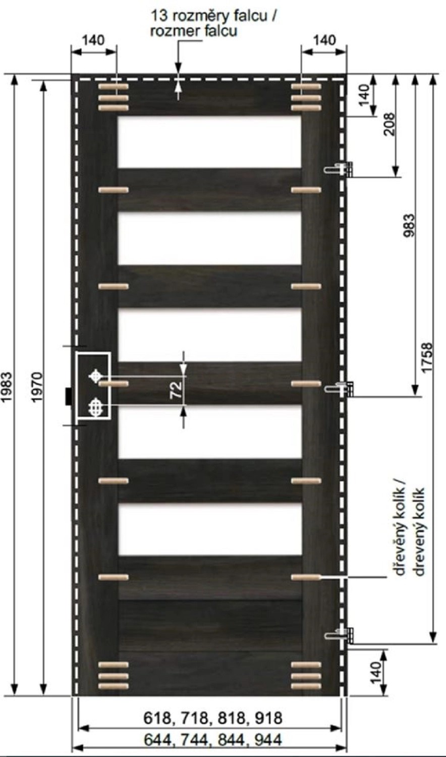 Voster Rámové falcové interiérové dveře Tago fólie CPL Dub karamel, 80 ...