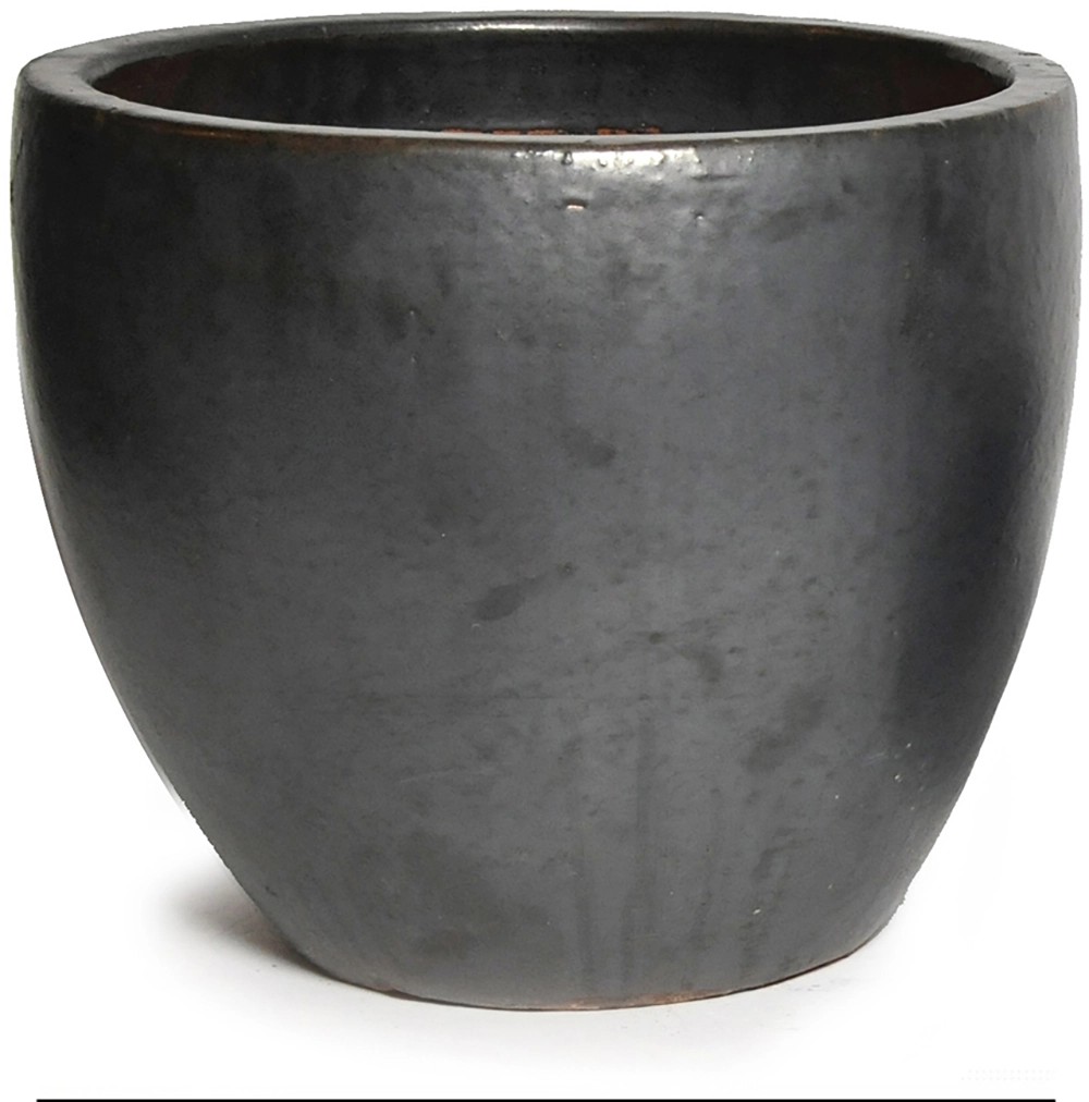 Mega Collections Květináč Glazed Egg Pot matná černá pr. 38 x 32 cm ...