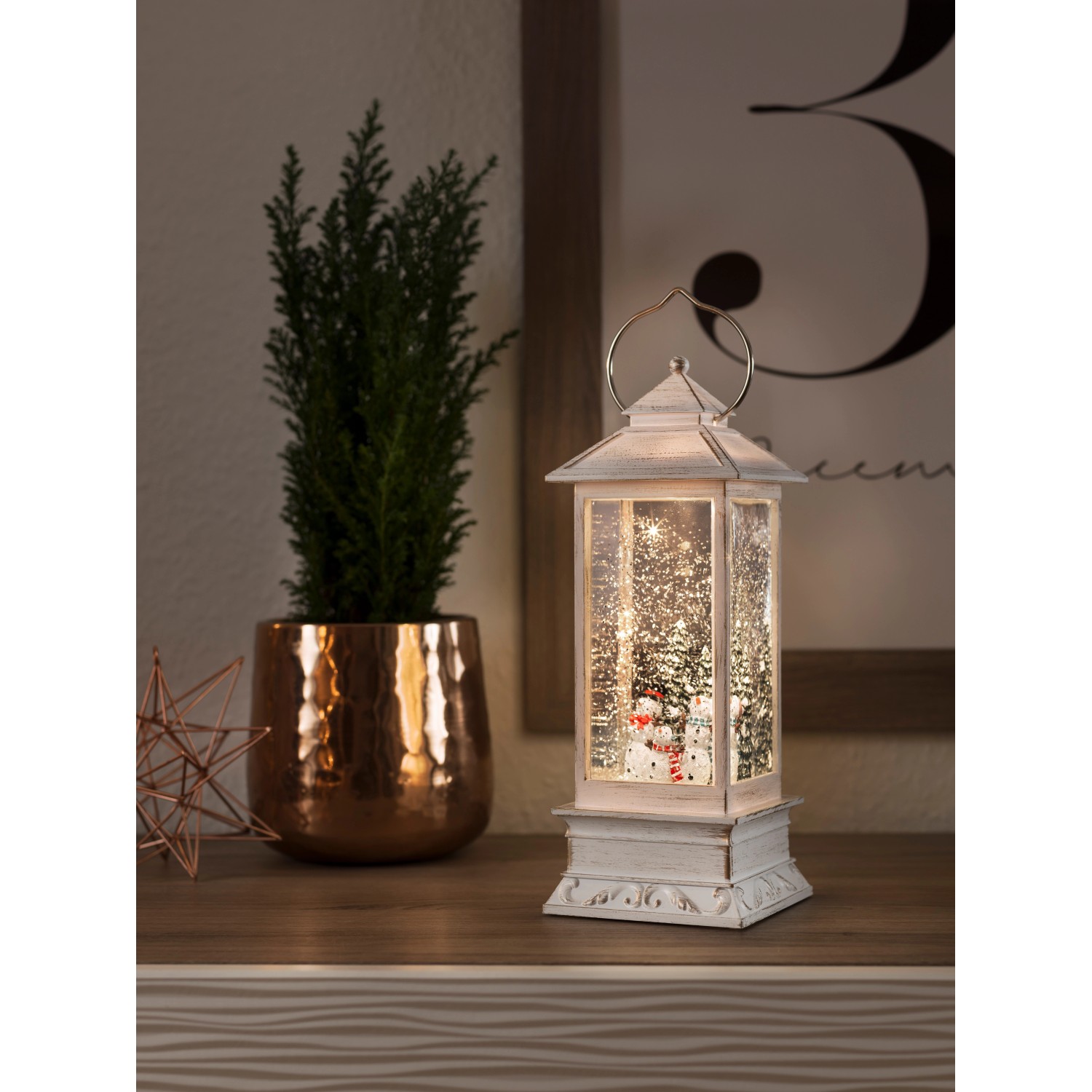 Konstsmide LED vodní lucerna sněhuláci, teplá bílá/bílá, 10,5 x 10,5 x ...