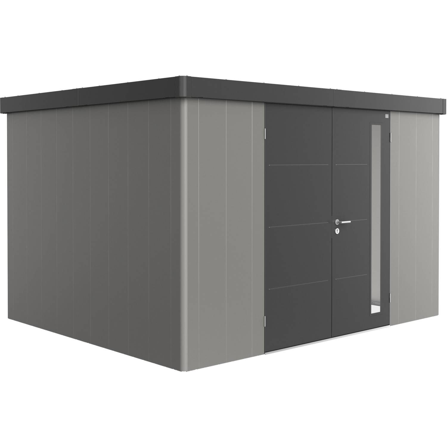 Biohort Plechový zahradní domek Neo3D 2.3 dvoukřídlé dveře kř. šedá 348 ...