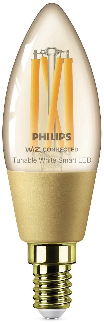 Philips Smart LED žárovka Filament E14 C35, 4,9W, 370lm, 2000-5000K ...