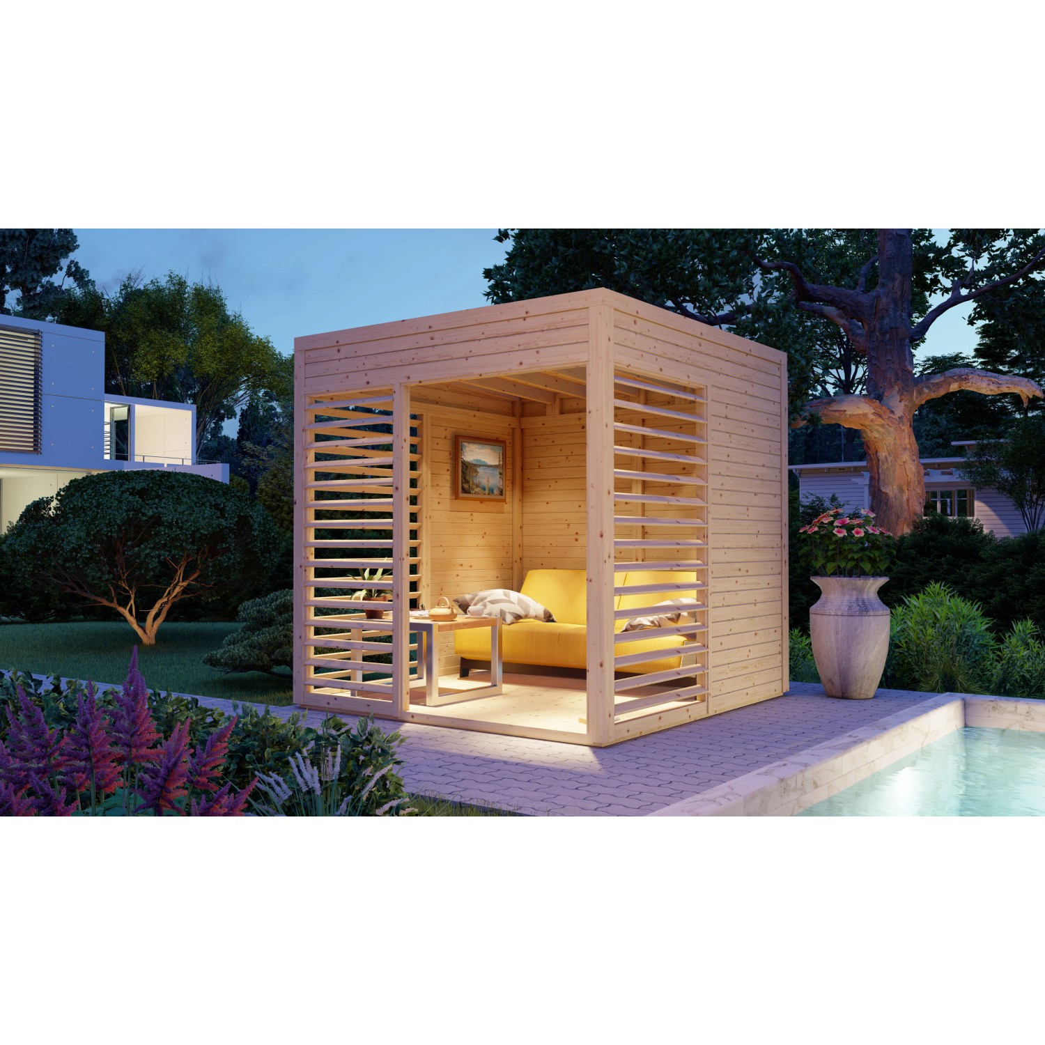 Bertilo Zahradní pavilon Lounge Modern 1, přírodní, 234 x 226 cm ...