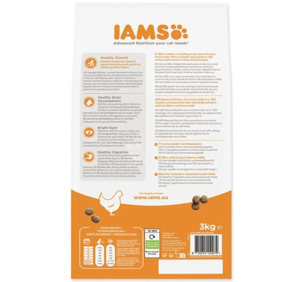 IAMS Granule pro kočky KITTEN 1-12 měsíců s čerstvým kuřecím 3 kg ...