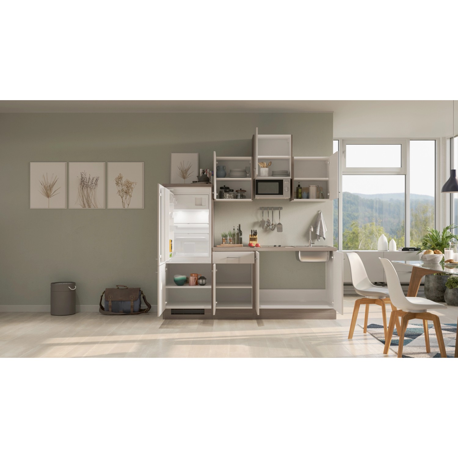 Flex-Well Kuchyně Eico 210 cm/typ 7 - lednice/varná deska/mikrovlnka nakoupit u OBI