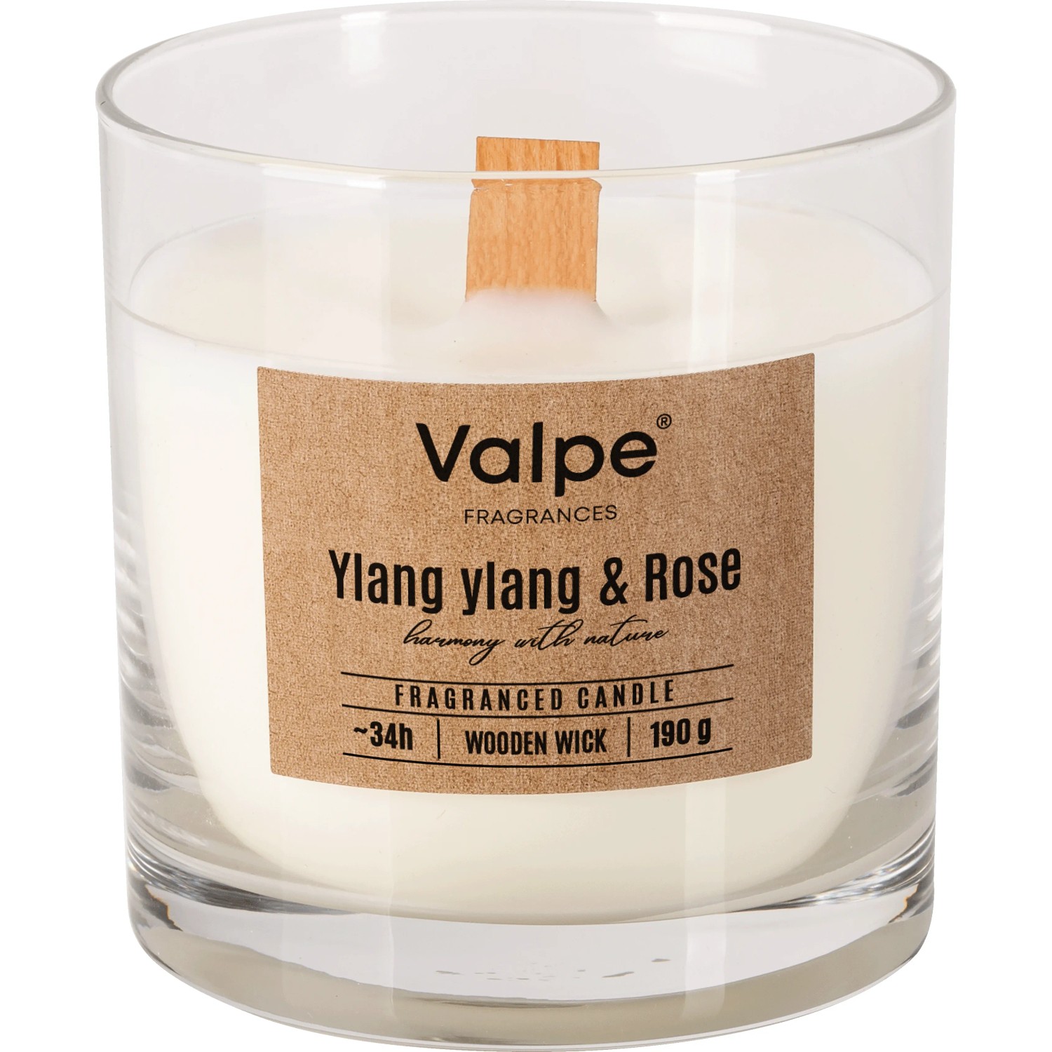 Valpe Svíčka s dřevěným knotem Ylang Ylang & Rose, pr. 8,2 cm