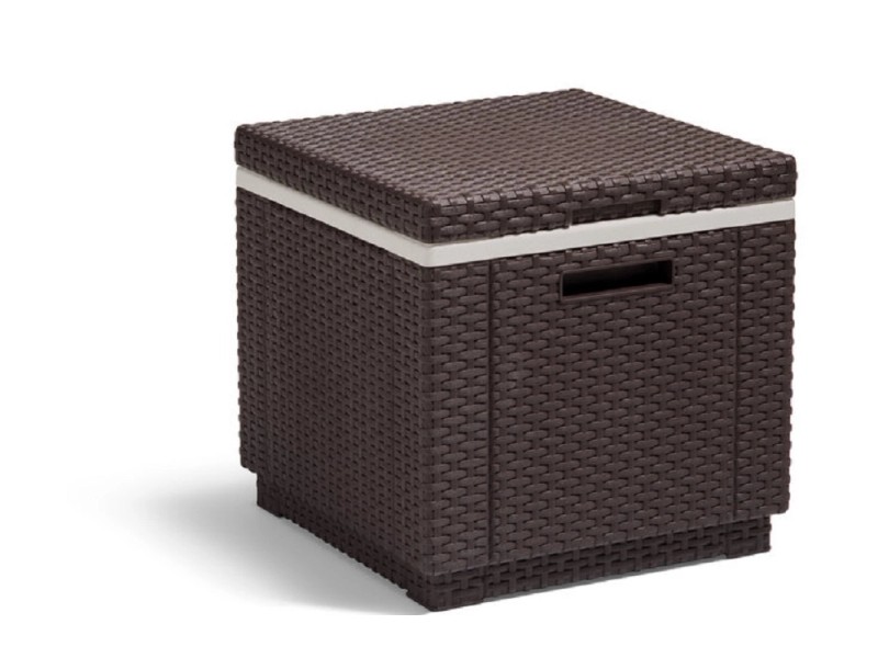 Keter Taburet s chladicím boxem Ice Cube Box, teplá hnědá, 42 x 42 x 41 ...