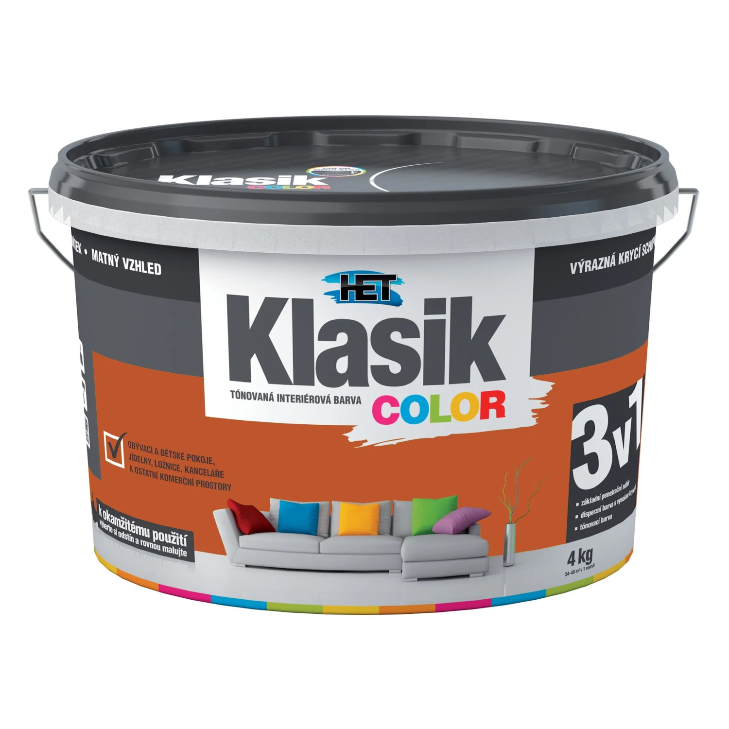 HET Klasik COLOR Tónovaná interiérová barva KC 0877 oranžová cihlová, 4 ...