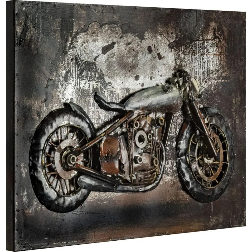 FALC Kovový obraz 3D motorka černá/červená, 40 x 60 cm