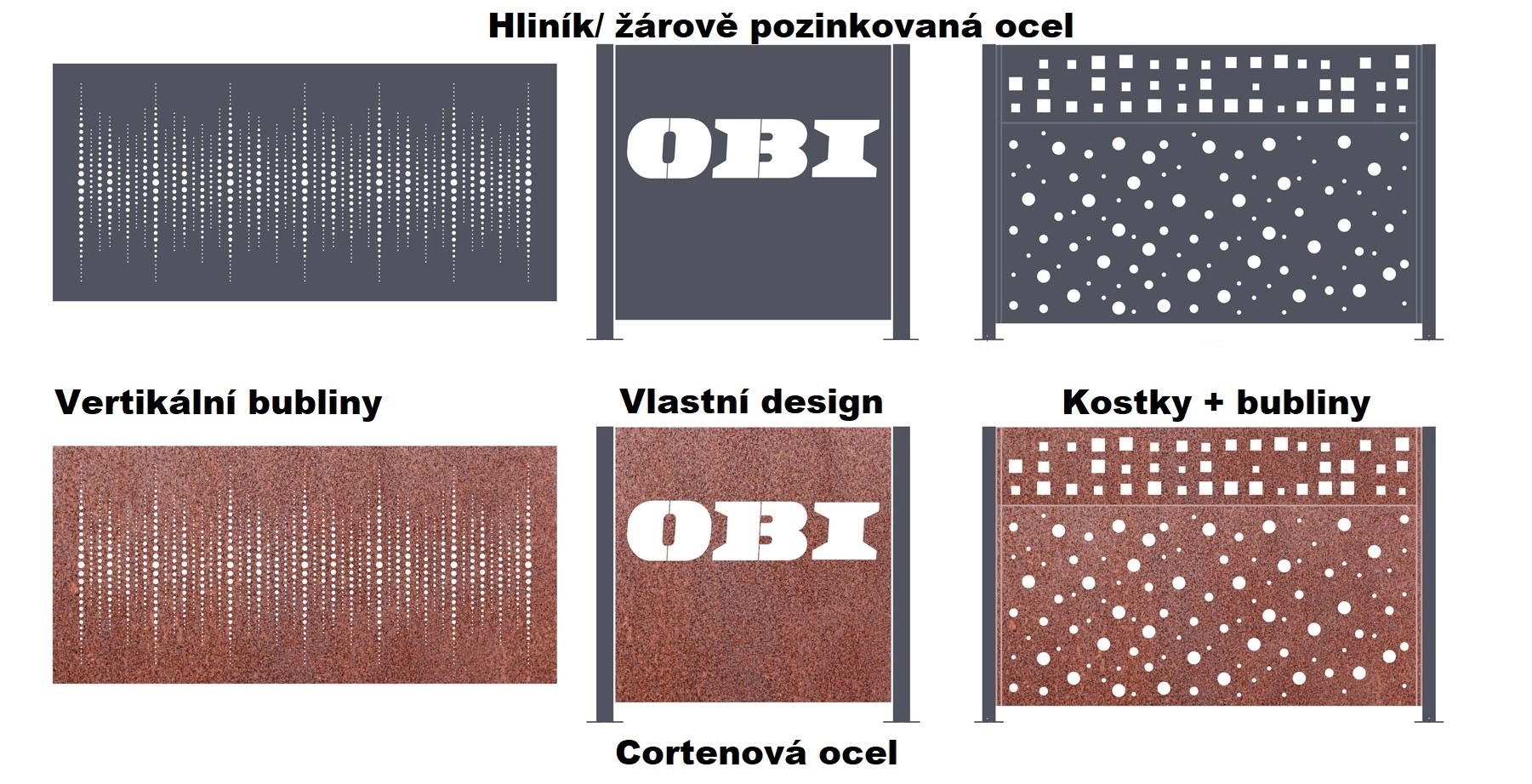 MEGACORP Designové plotové pole PLNÉ POLE pozinkovaná ocel 1900 x 400 ...