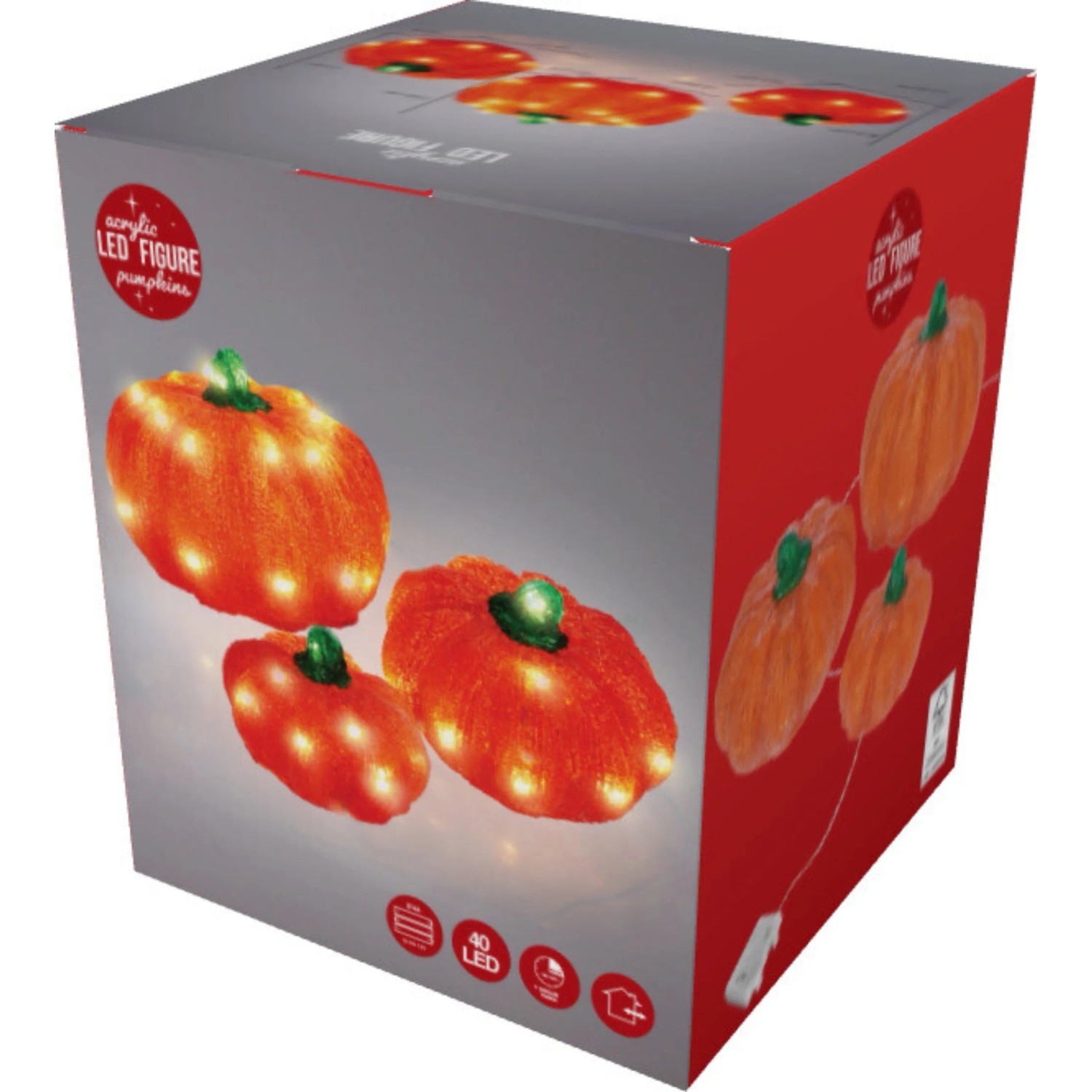 Koopman Sada 3 dýní s LED osvětlením, IP44, teplá bílá, průhledný kabel