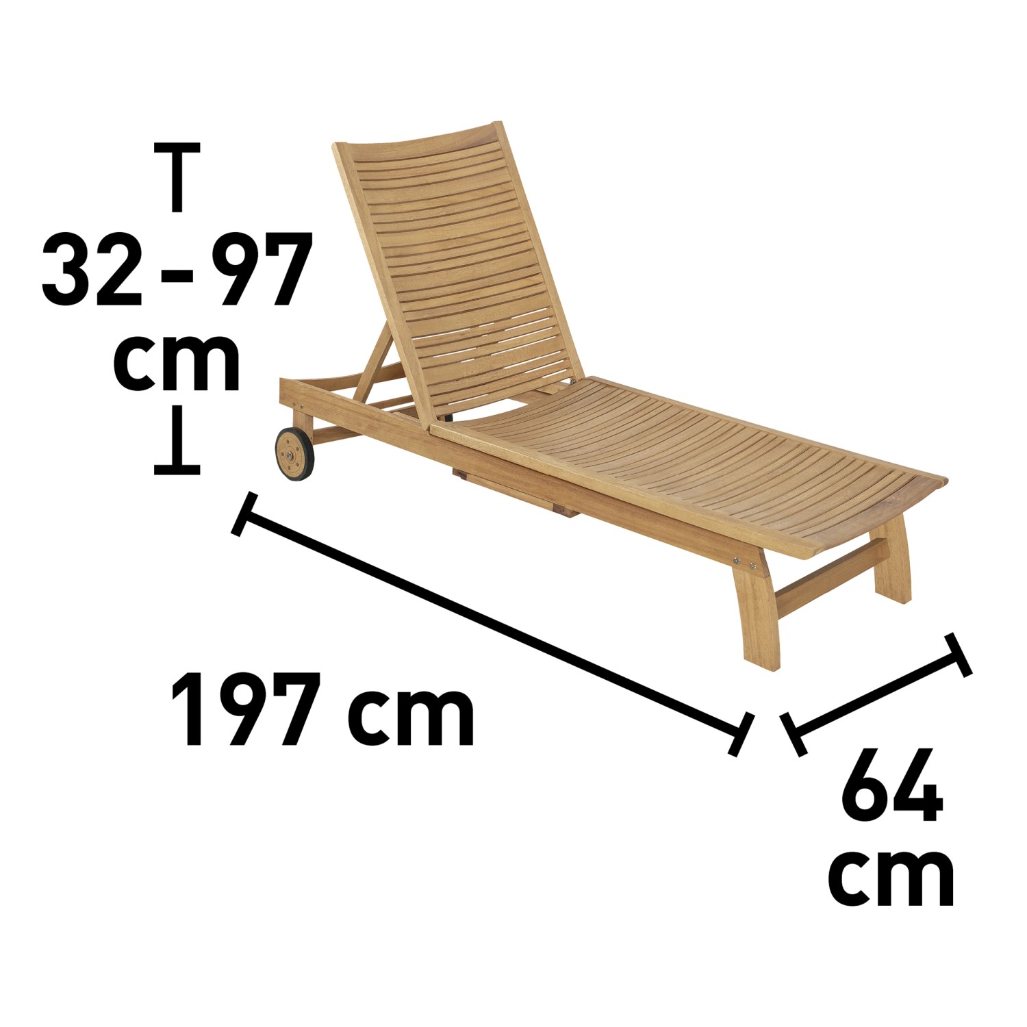 VLC Zahradní lehátko Chelsea z eukalyptového dřeva 32-97 x 195 x 64 cm ...