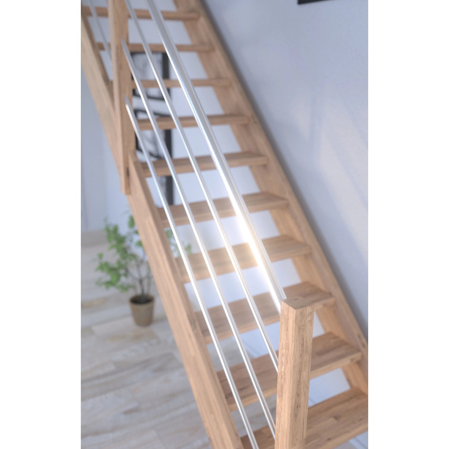 StarWood Schody Mykonos Pro dubové rovné 90cm otevřené dřev. nerez ...