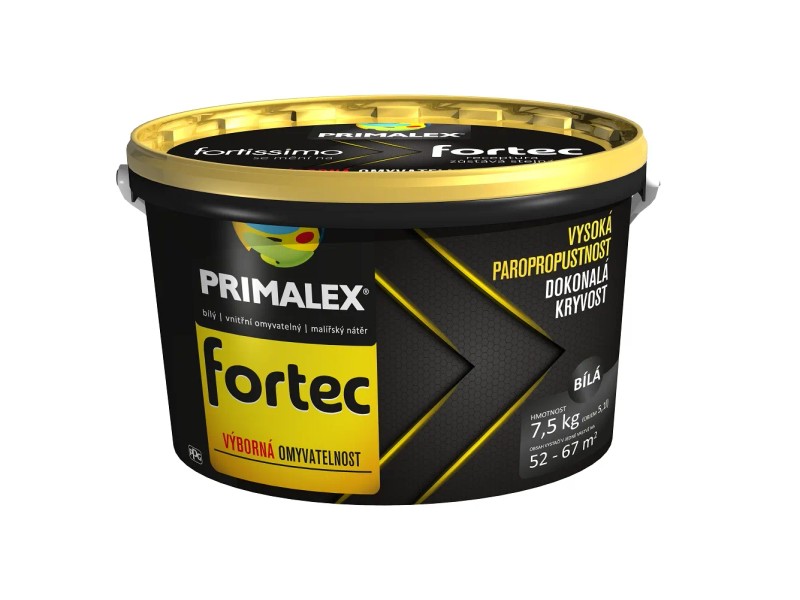 PRIMALEX Vnitřní omyvatelný malířský nátěr Fortec bílý 7,5 kg