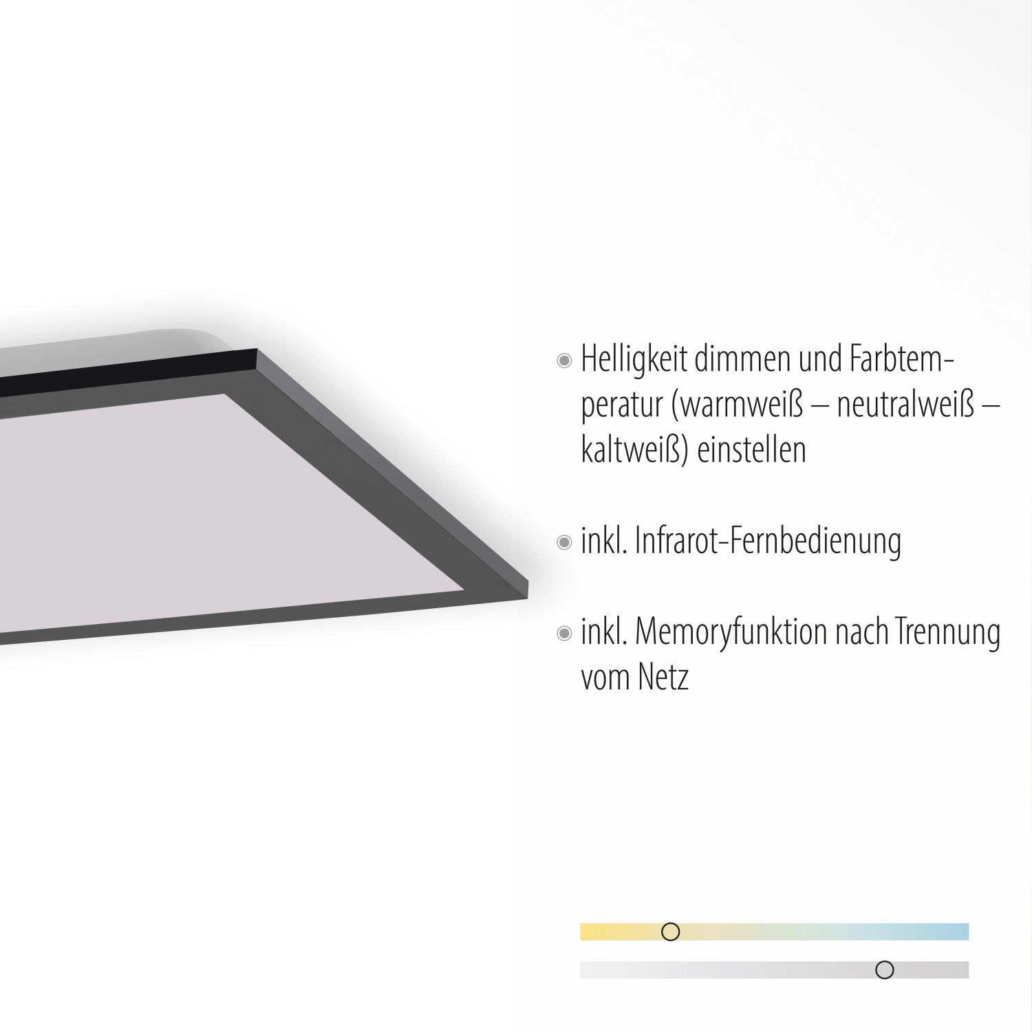 JUST LIGHT. LED panel FLAT 37W, 3200lm, 2700/4000/5000K černý 8,5 x 122 ...